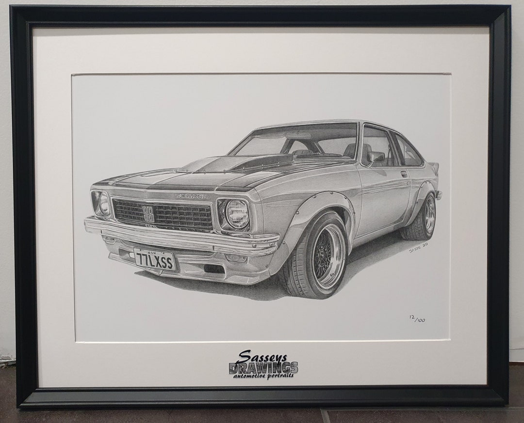 Framed 1977 Holden LX Torana A9X A3 Print off Original Pencil Drawing ...