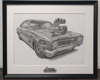 Holden VK Commodore DUZ10S Street Machine A3 Print off Original Pencil ...