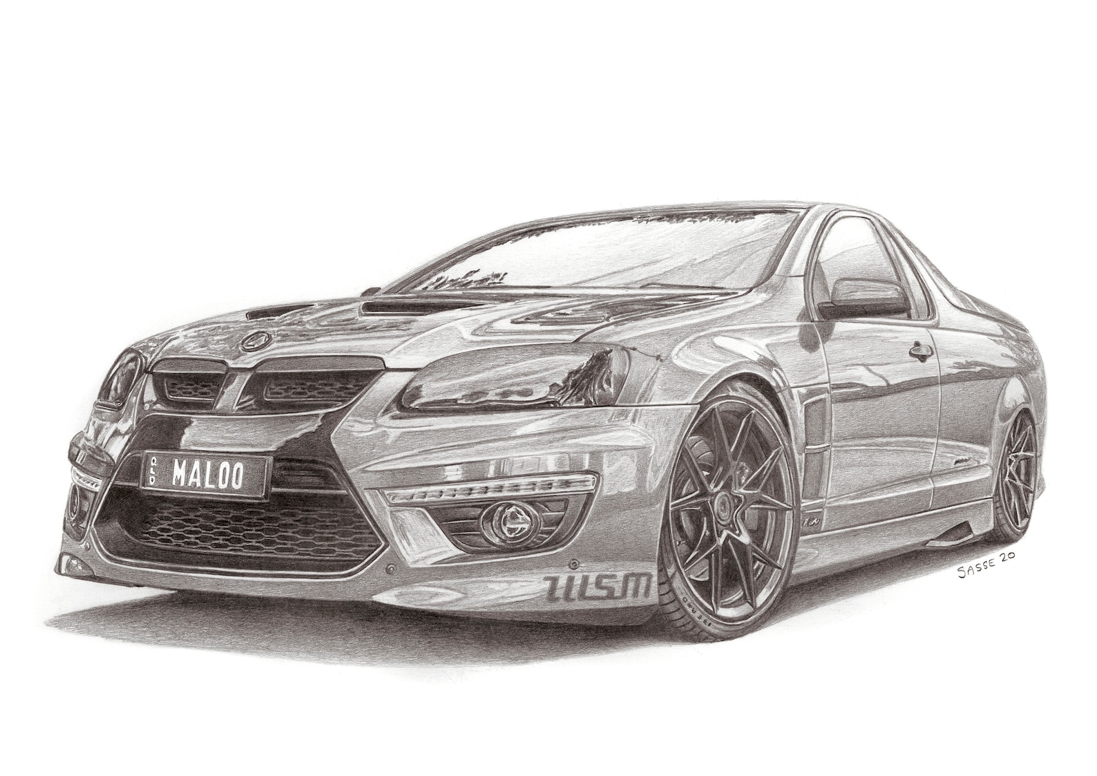 Holden VE Commodore Maloo Ute A3 Print off Original Pencil Drawing ...