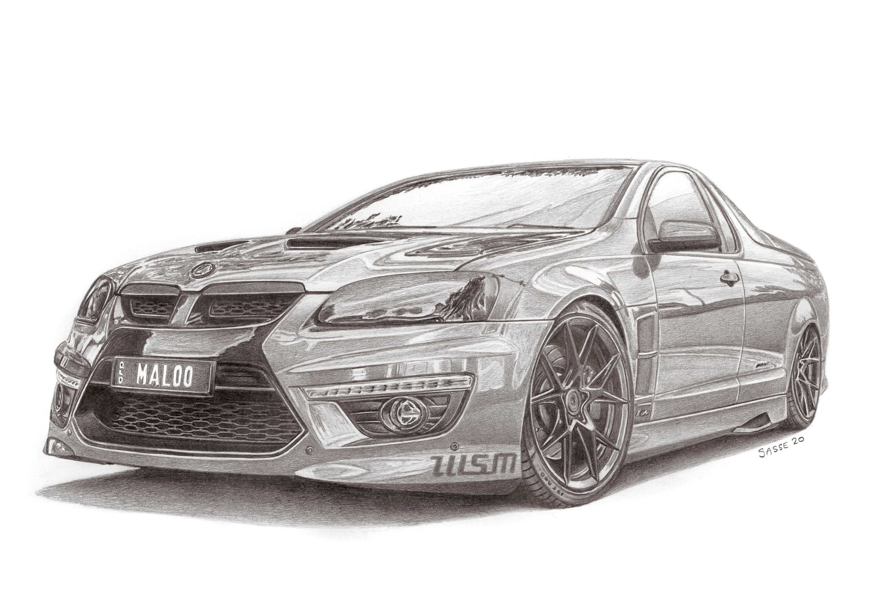 Holden VE Commodore Maloo Ute A3 Print off Original Pencil Drawing ...