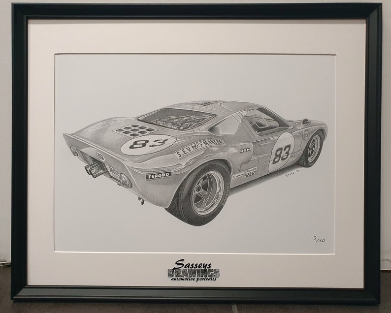 Framed Ford GT40 Race Car A3 Print off Original Pencil Drawing - Etsy