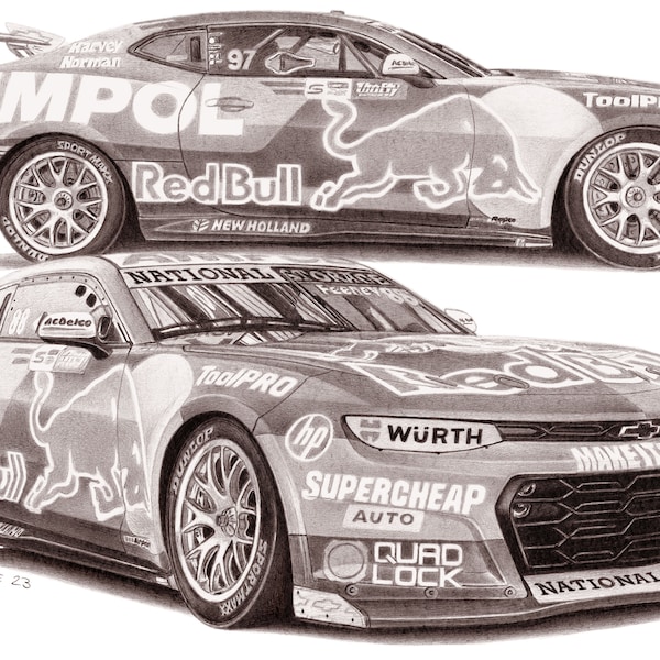 1973 Holden HQ Monaro GTS A3 Print off Original Pencil Drawing Limited ...