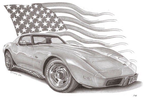 1973 Corvette Stingray A3 Print off Original Pencil Drawing - Etsy