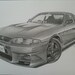 Orginal Artwork Nissan Skyline R33 GTR A3 Fine Art Graphite Pencil ...