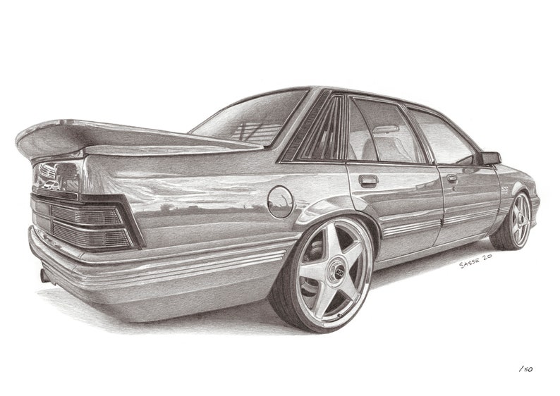 Holden VL Commodore SS Group A A3 Print off Original Pencil Drawing ...
