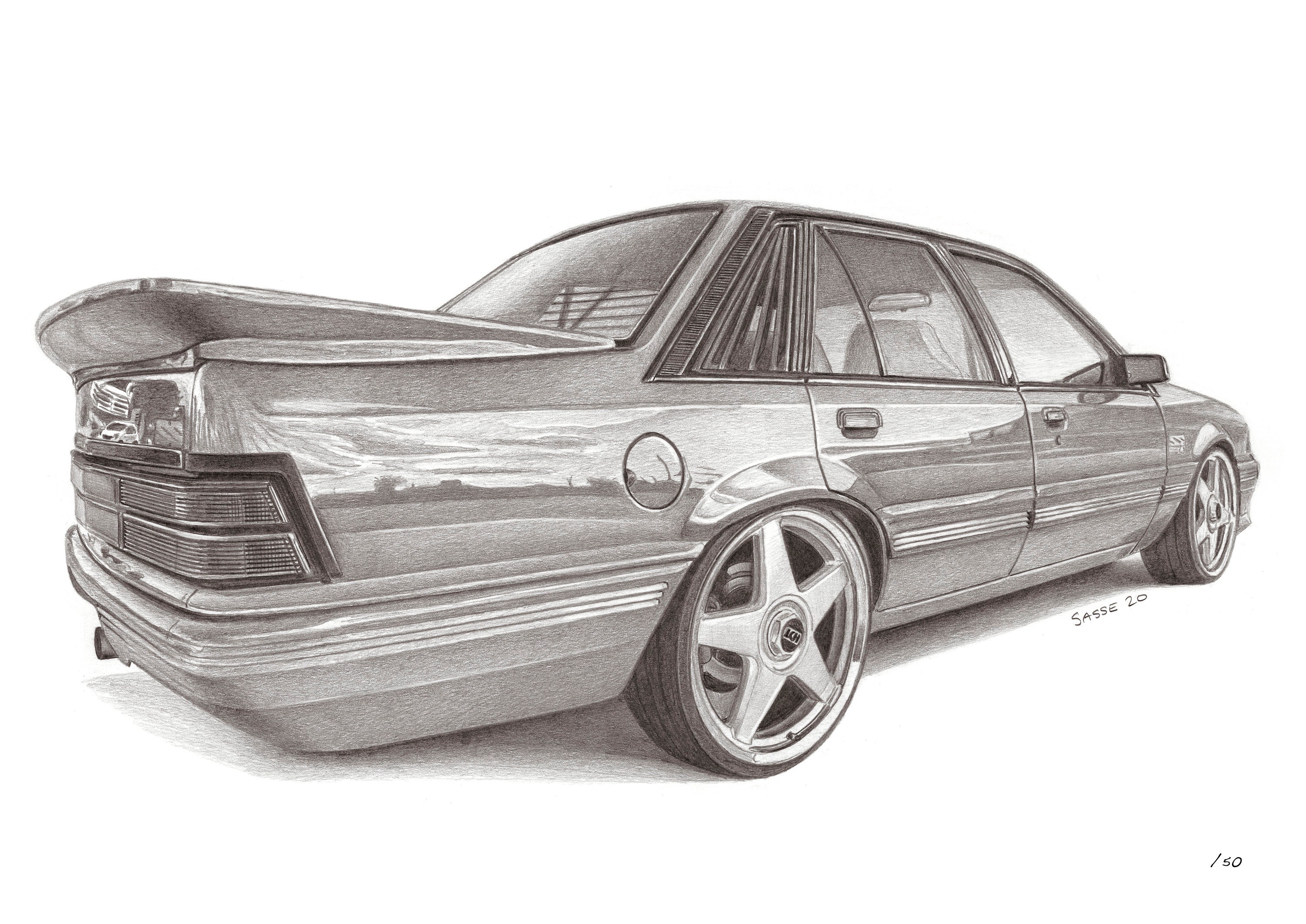 Holden VL Commodore SS Group A A3 Print off Original Pencil Drawing ...