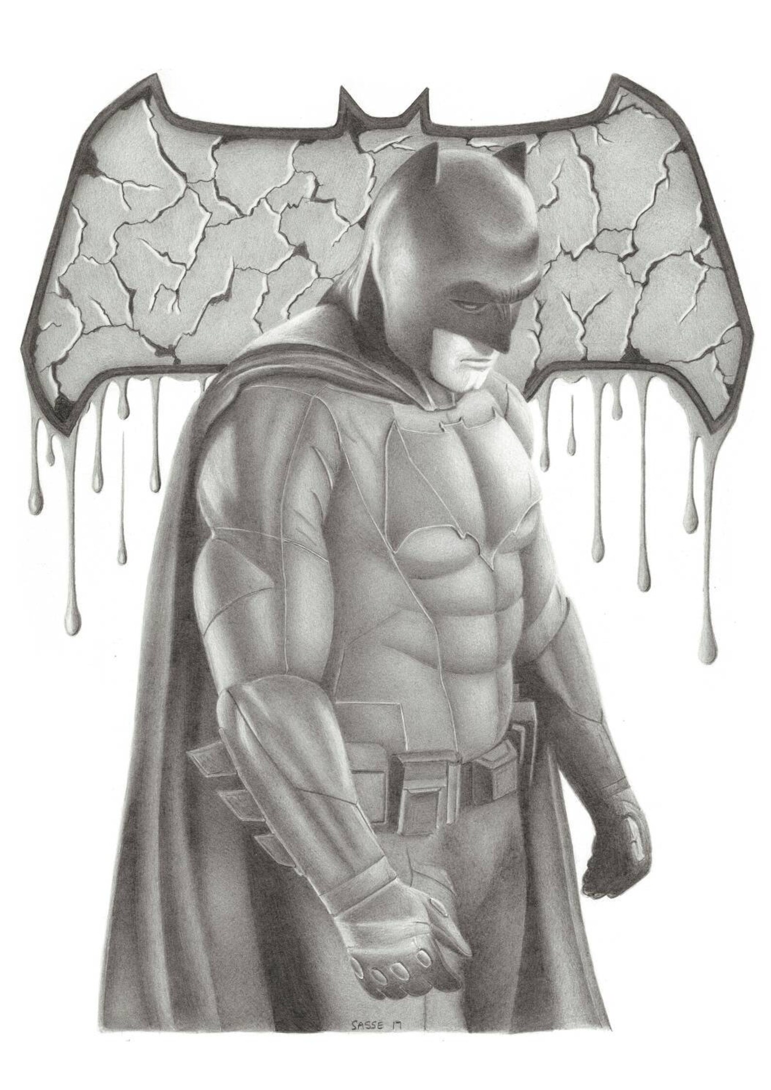 Batman Ben Affleck A3 Print Off Original Pencil Drawing Limited 100 Exemplaren Etsy Nederland