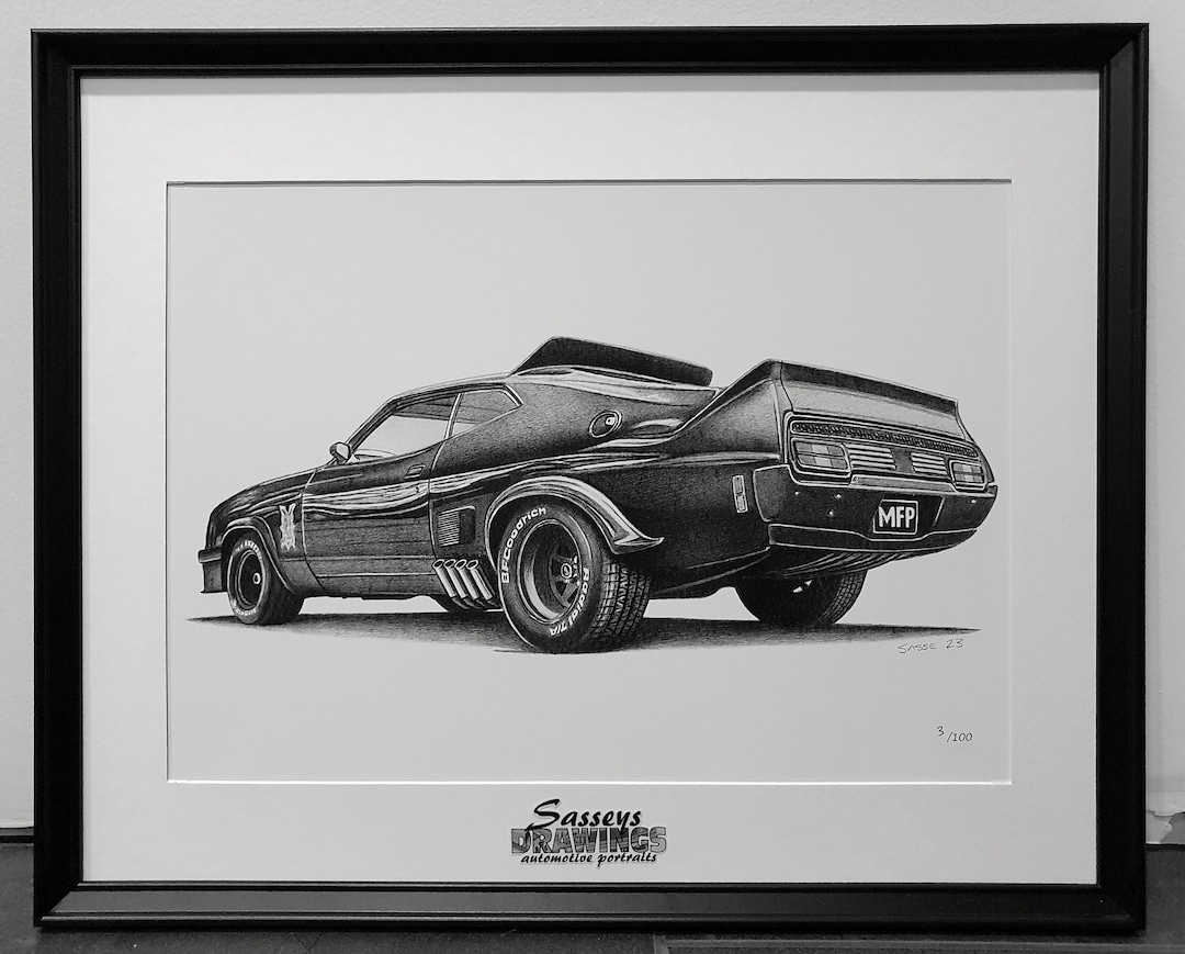 Framed Mad Max MFP XB Falcon Interceptor V2 A3 Print off Original ...