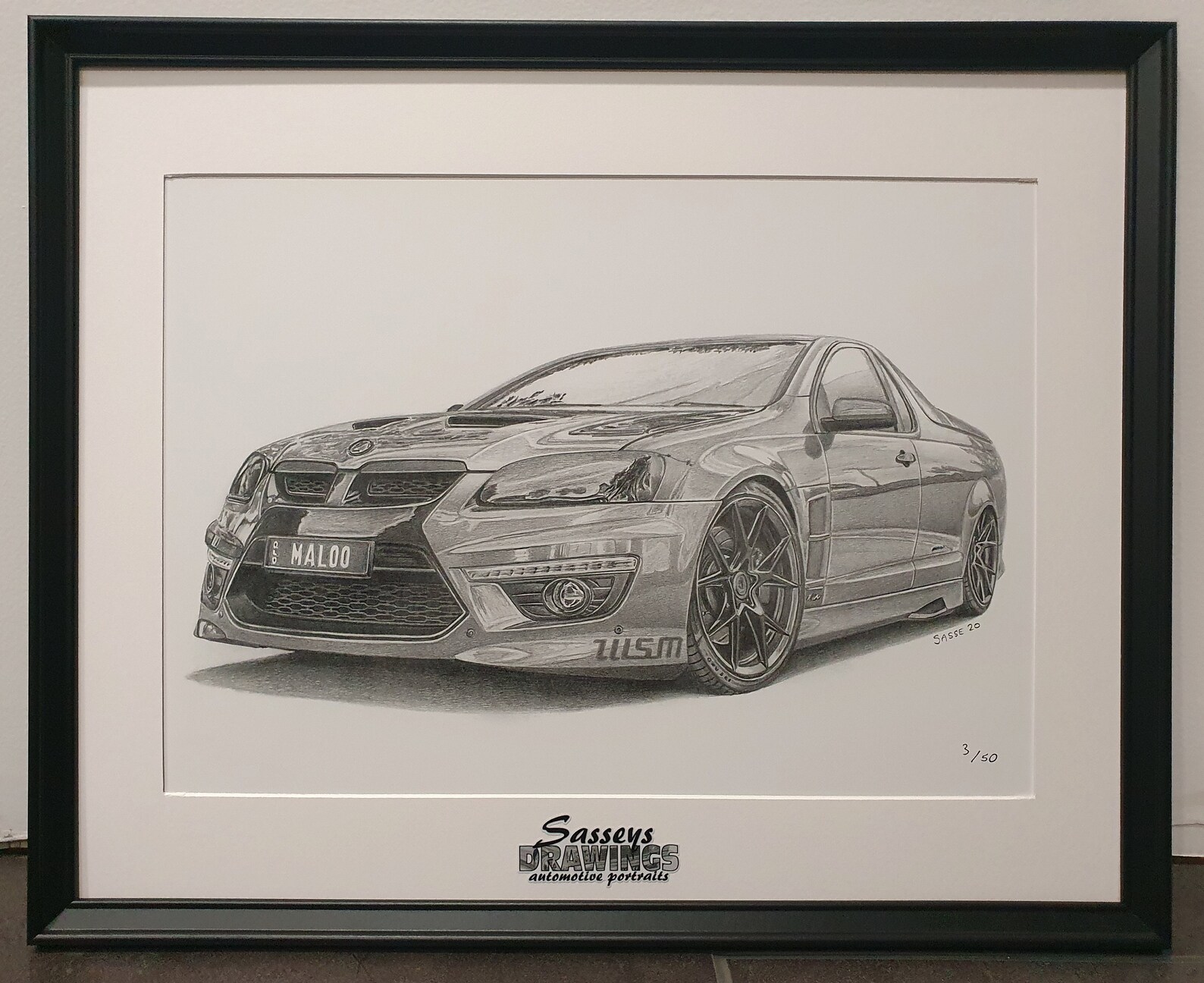 Framed Holden VE Commodore Maloo Ute A3 Print off Original Pencil ...