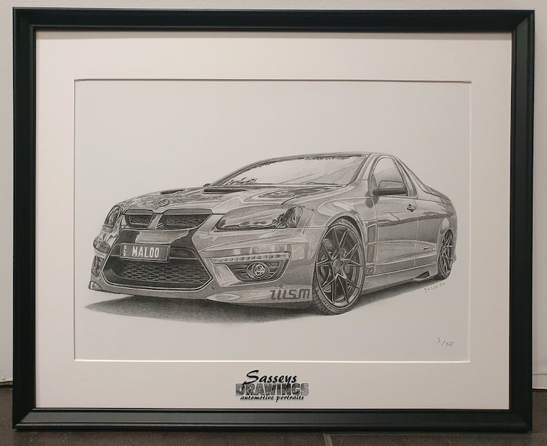 Framed Holden VE Commodore Maloo Ute A3 Print off Original Pencil ...