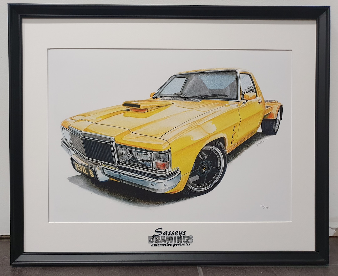Framed Holden WB 1 Tonner "evilb" A3 Print off Original Pencil Drawing ...