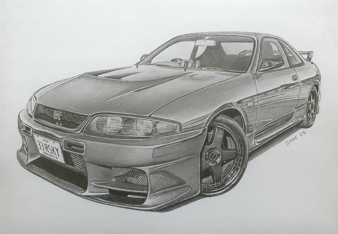 Orginal Artwork Nissan Skyline R33 GTR A3 Fine Art Graphite Pencil ...