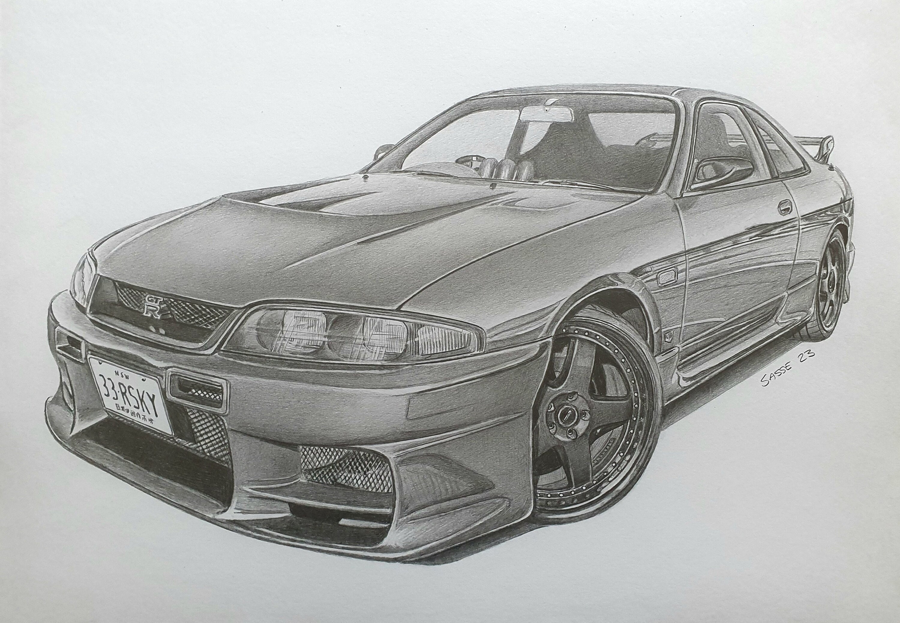 Orginal Artwork Nissan Skyline R33 GTR A3 Fine Art Graphite - Etsy