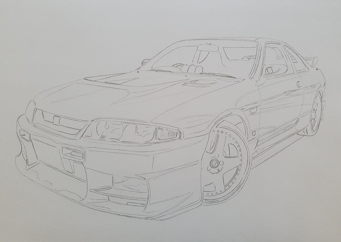 Orginal Artwork Nissan Skyline R33 GTR A3 Fine Art Graphite Pencil ...