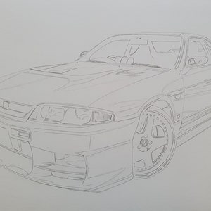 Orginal Artwork Nissan Skyline R33 GTR A3 Fine Art Graphite Pencil ...