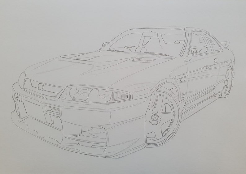 Orginal Artwork Nissan Skyline R33 GTR A3 Fine Art Graphite Pencil ...