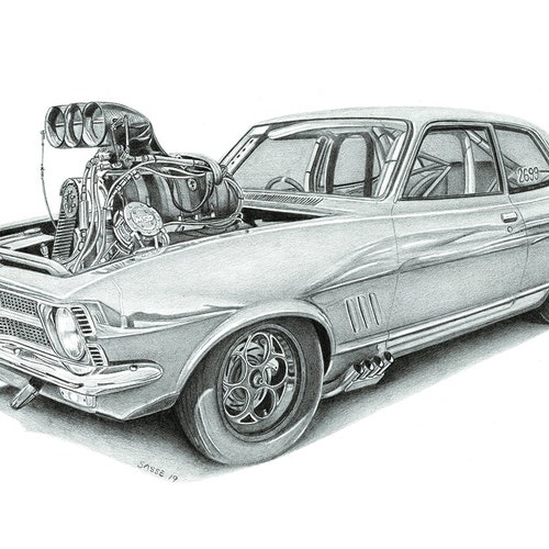 1969 Holden LC Torana Drag Car A3 Print off Original Pencil - Etsy
