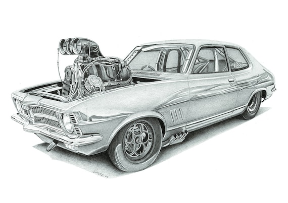 1969 Holden LC Torana Drag Car A3 Print off Original Pencil - Etsy