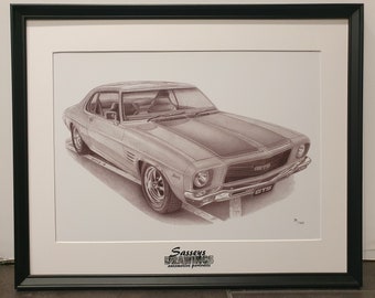 Holden 1971 HQ GTS Monaro hanful A3 Print off Original Pencil Drawing ...