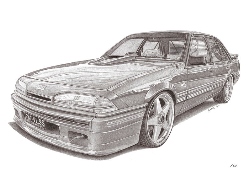 Holden VL Commodore SS Group A A3 Print off Original Pencil Drawing ...