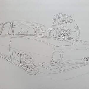 Original Artwork 1972 Brock Holden LJ Torana Drag Car Mashup A3 Fine ...