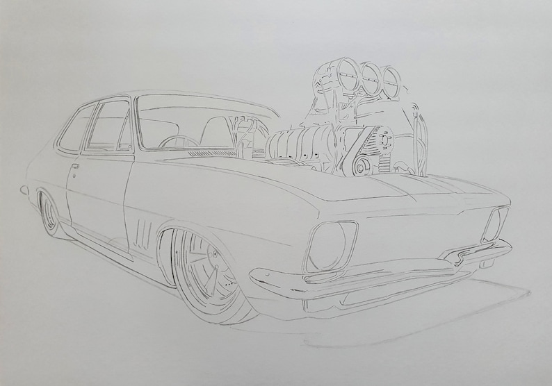 Original Artwork 1972 Brock Holden LJ Torana Drag Car Mashup A3 Fine ...