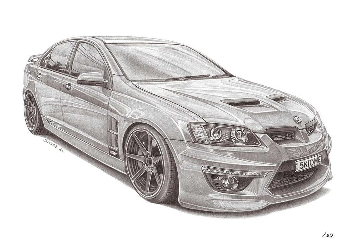 Holden VE Clubsport R8 A3 Print off Original Pencil Drawing Limited 50 ...