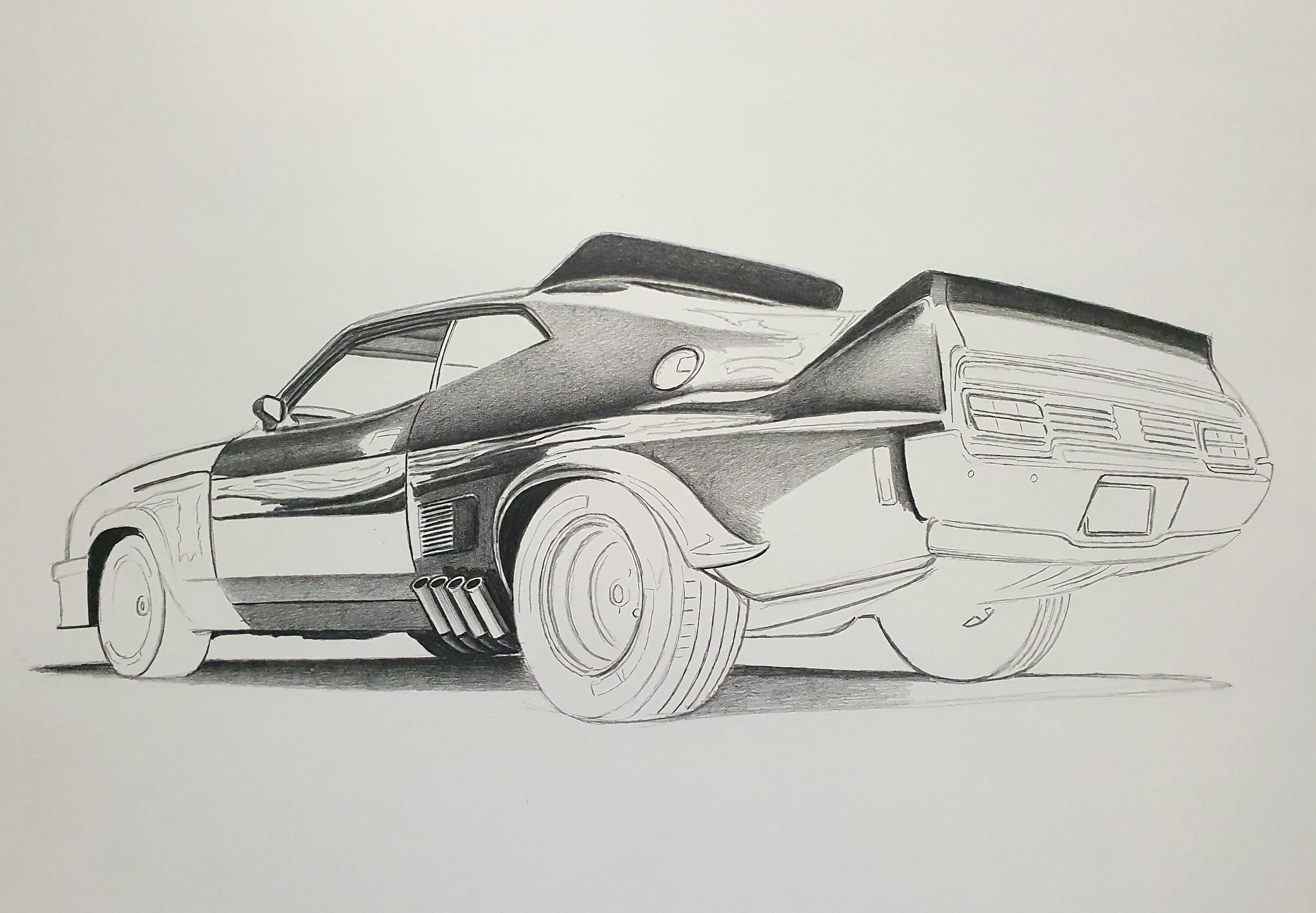 Orginal Artwork Mad Max Interceptor A3 Fine Art Graphite Pencil Drawing ...