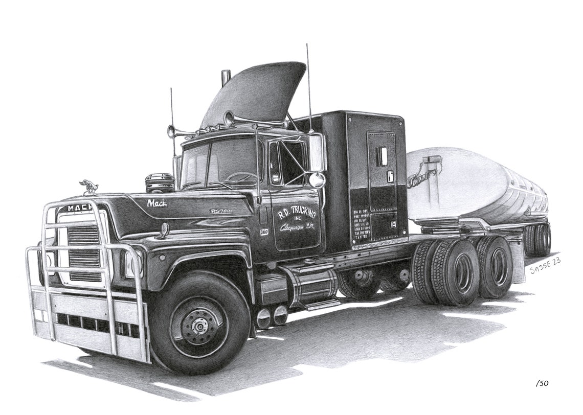 Mack RS700L "rubber Duck" Print off Original Pencil Drawing Limited 100 ...