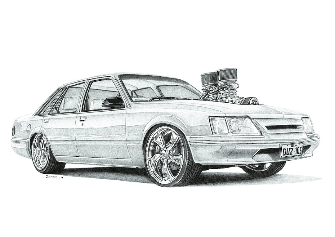Holden VK Commodore DUZ10S Street Machine A3 Print off Original Pencil ...