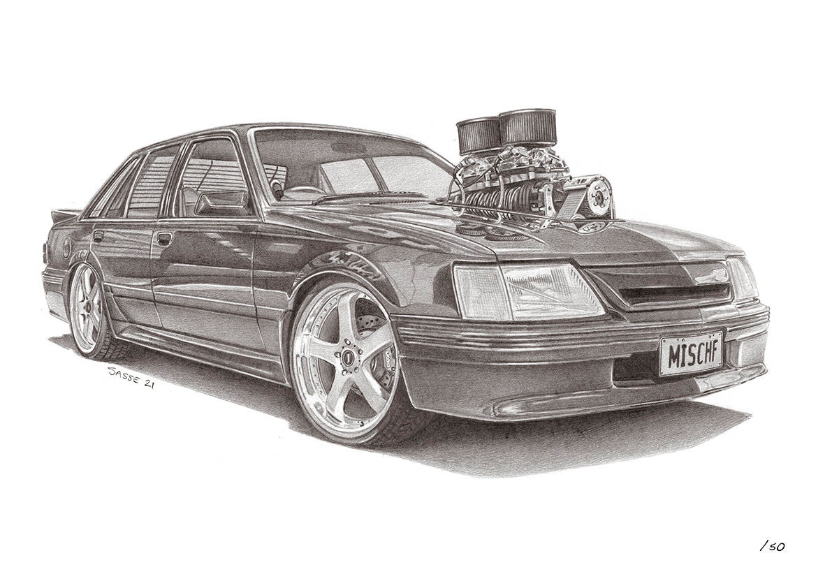 Holden VK Commodore MISCHF Street Machine A3 Print off Original Pencil ...
