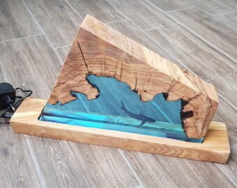 Wood Resin Lamp - Etsy