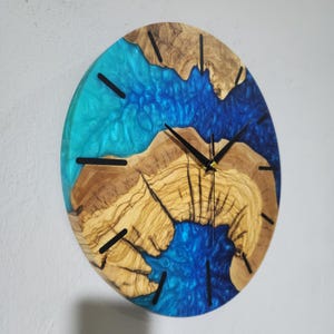 Custom Olive Wood & Resin Wall Clock: Live Edge Rustic Home Decor - Etsy
