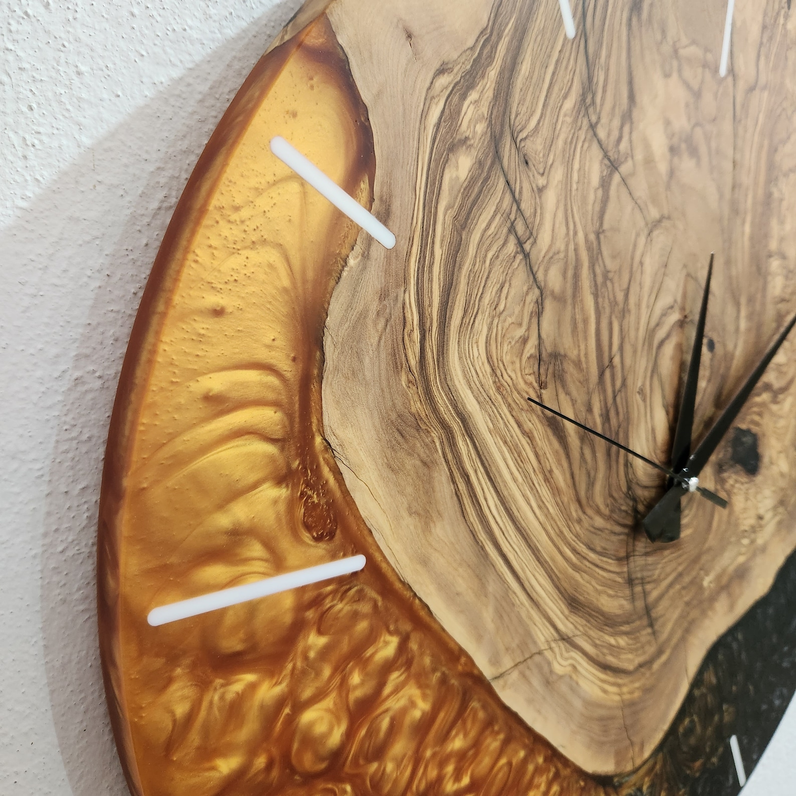 Custom Resin & Olive Wood Wall Clock: Live Edge Rustic Decor - Etsy