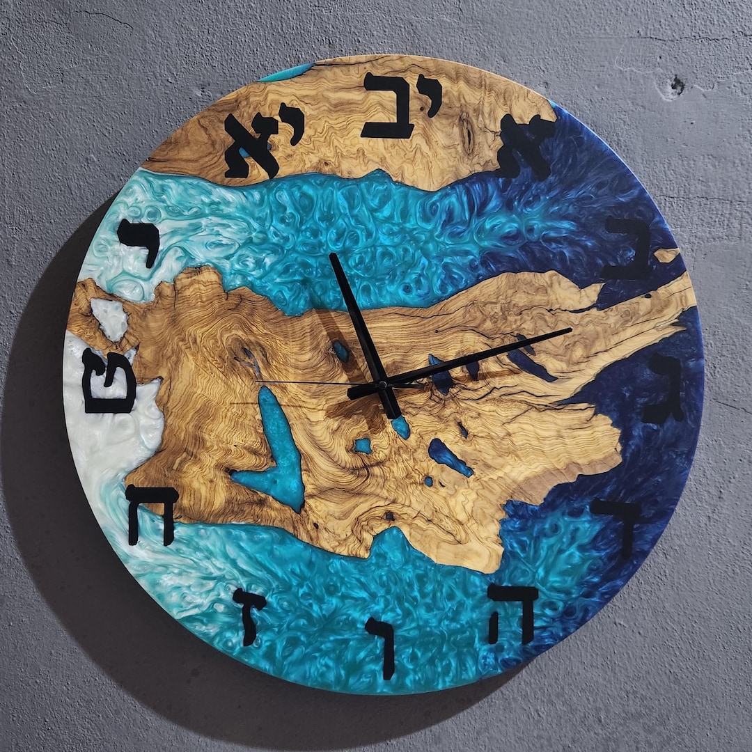 Olive Wood & Epoxy Wall Clock, Custom Made Resin and Olive Wood Wall ...