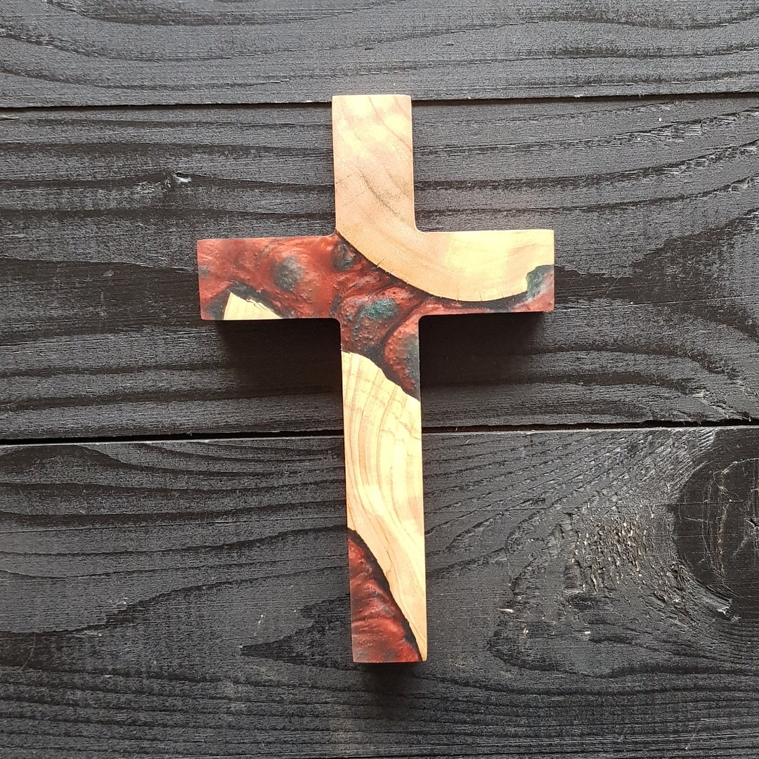 6 Resin and Olive Wooden Wall Cross, Wall Crucifix, Epoxy and Wooden ...