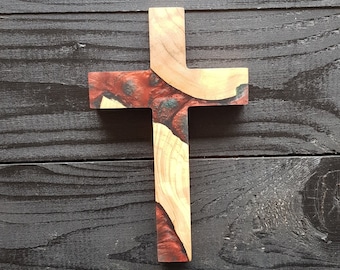 6 Resin and Olive Wooden Wall Cross, Wall Crucifix, Epoxy and Wooden ...