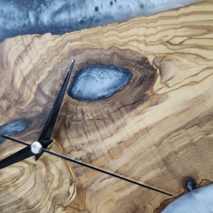 Custom Resin & Olive Wood Wall Clock: Live Edge Rustic Decor - Etsy