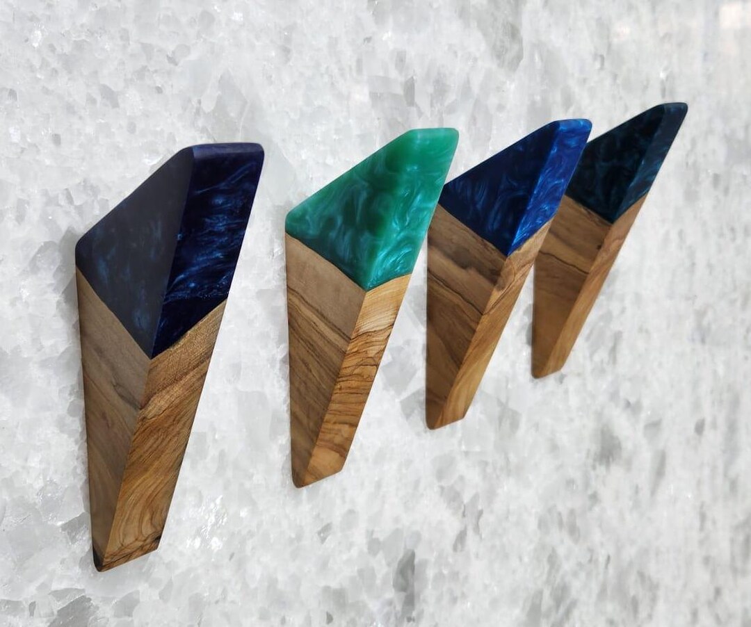 Handcrafted Resin & Olive Wood Wall Hook: Coat, Towel, Bag Holder - Etsy