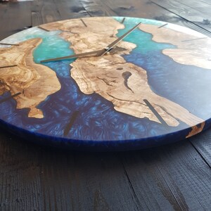Custom Resin & Olive Wood Wall Clock: Live Edge Rustic Home Decor - Etsy