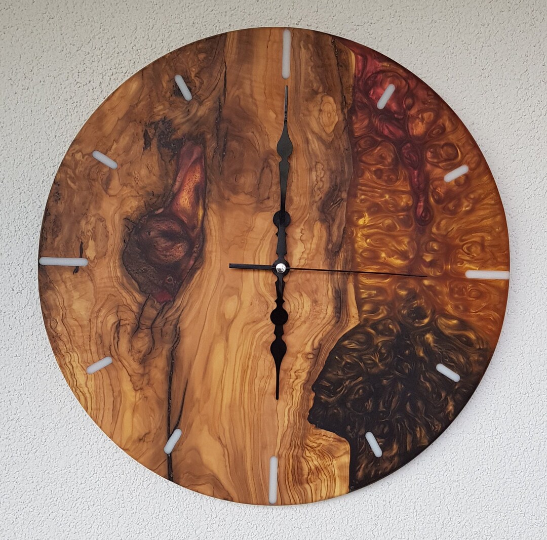 Custom Made Resin & Olive Wood Wall Clock, Custom Build, Personalized ...