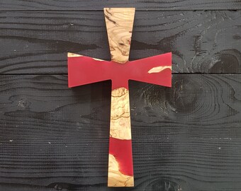 6 Resin and Olive Wooden Wall Cross, Wall Crucifix, Epoxy and Wooden ...