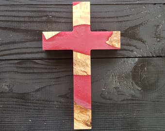 6 Resin and Olive Wooden Wall Cross, Wall Crucifix, Epoxy and Wooden ...