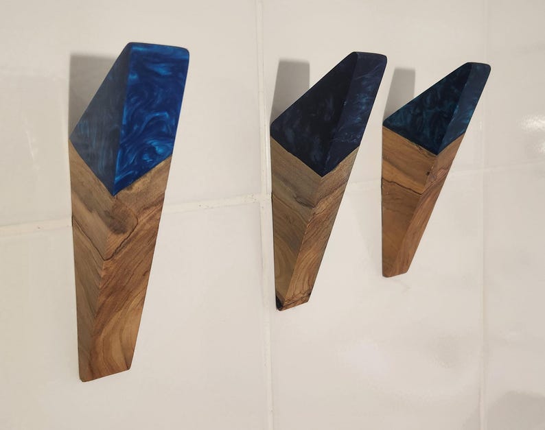 Handcrafted Resin & Olive Wood Wall Hook: Coat, Towel, Bag Holder - Etsy