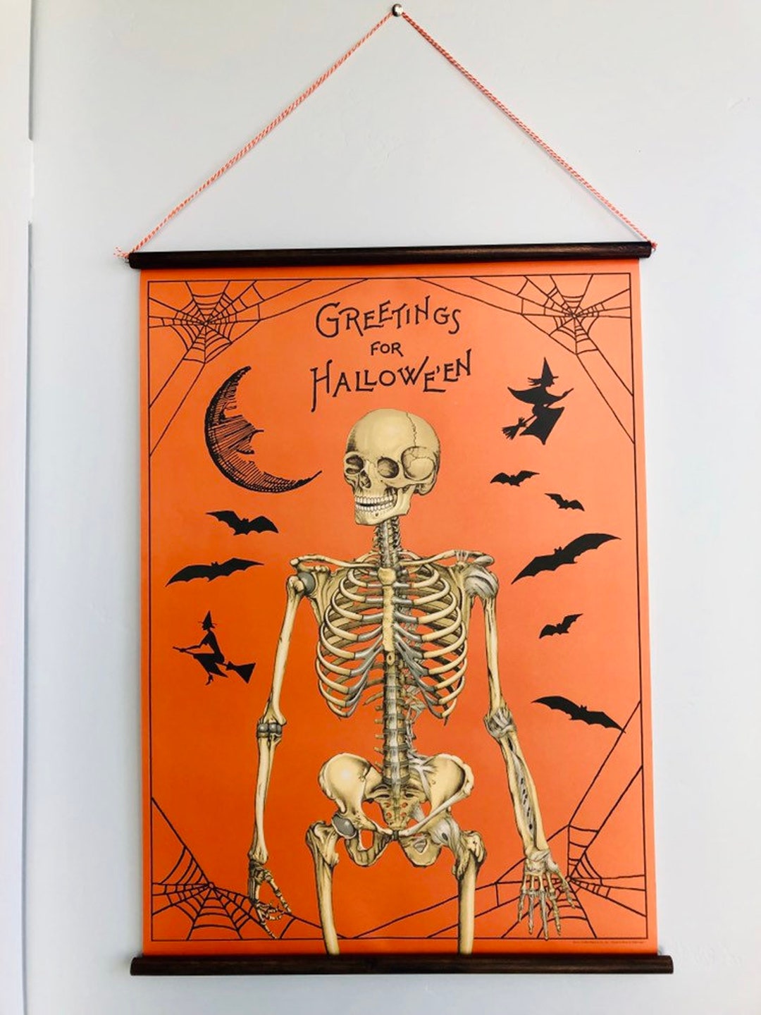 Greetings for Halloween Vintage Style Skeleton Poster - Etsy