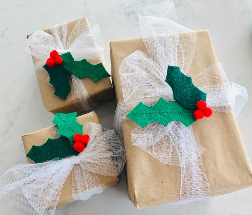 Christmas Holly Gift Toppers Set of 5 - Etsy