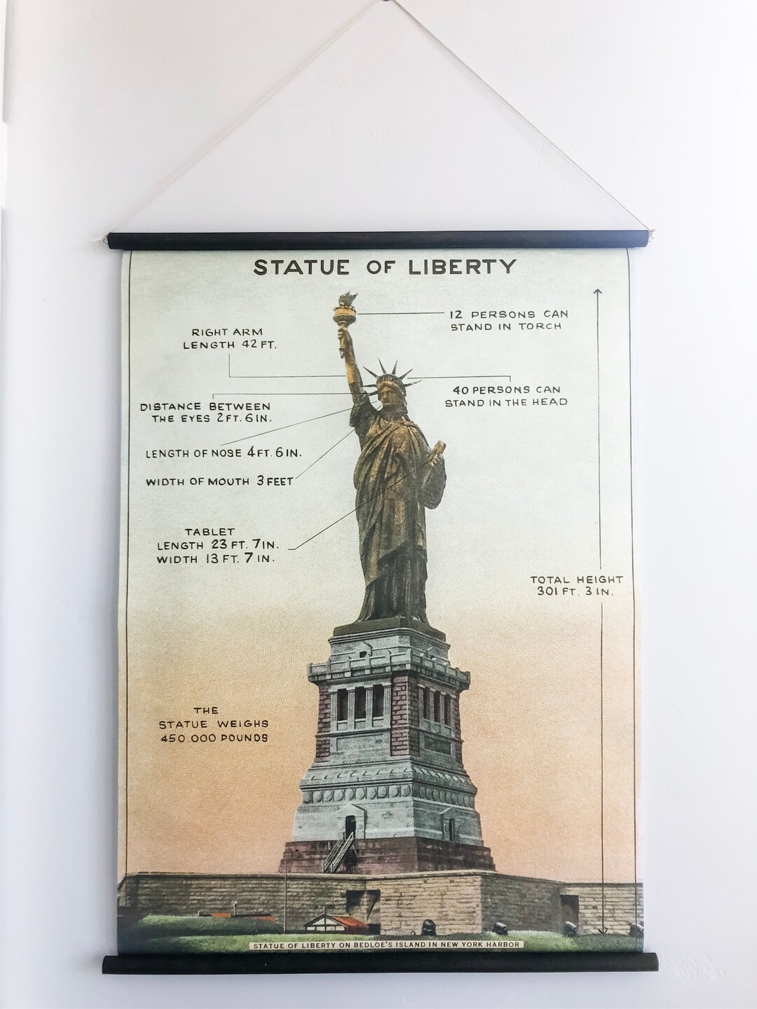 Vintage Style Statue of Liberty Poster Ready to Hang - Etsy