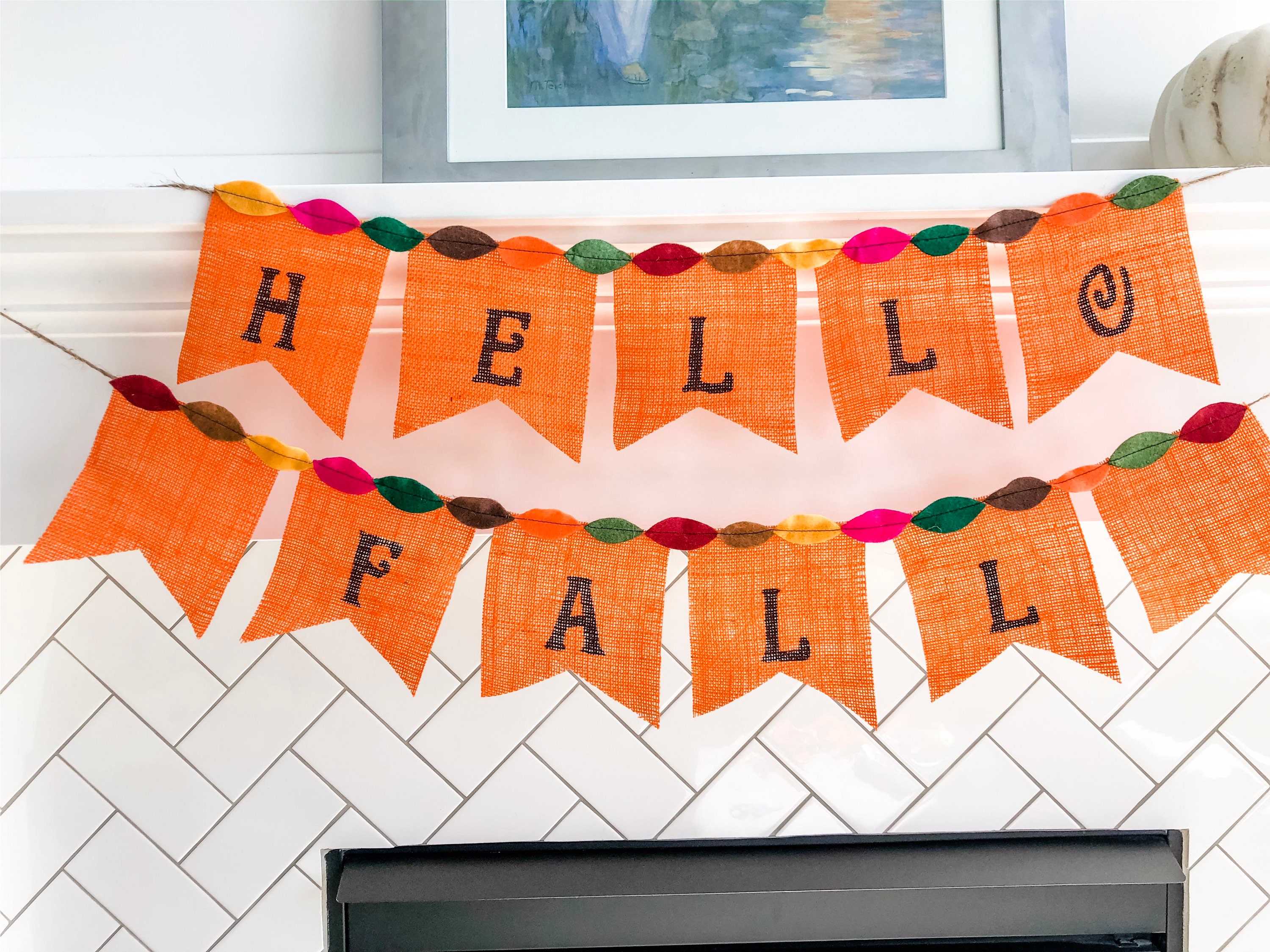 Hello Fall Layered Burlap Banner With Fall Leaf Trim - Etsy