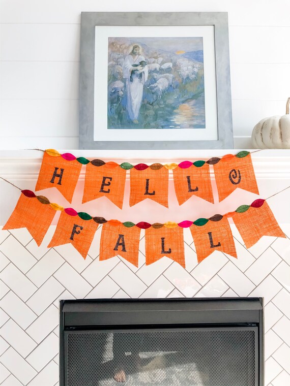 Hello Fall Layered Burlap Banner With Fall Leaf Trim | Etsy