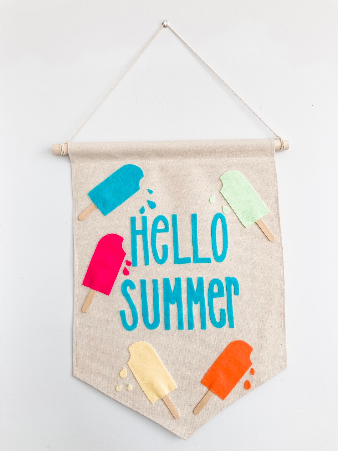 Hello Summer Popsicle Canvas Banner Wall or Door Hanger - Etsy